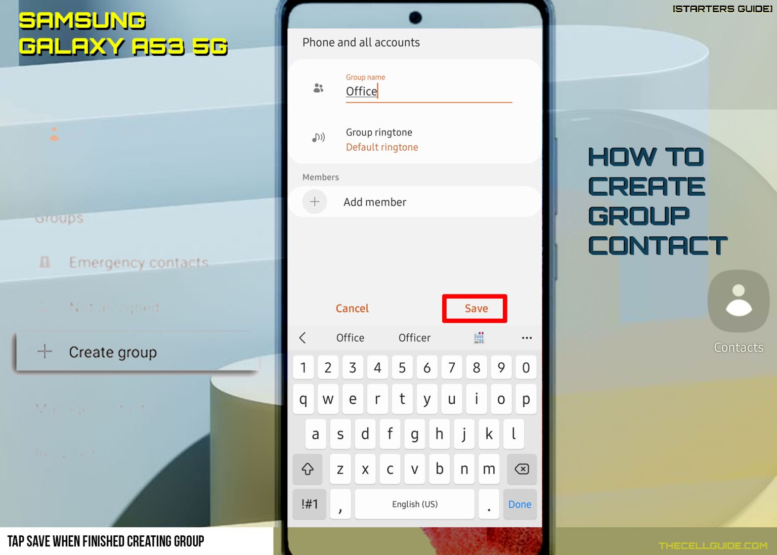 Create group contact galaxy a53 SAVE TheCellGuide
